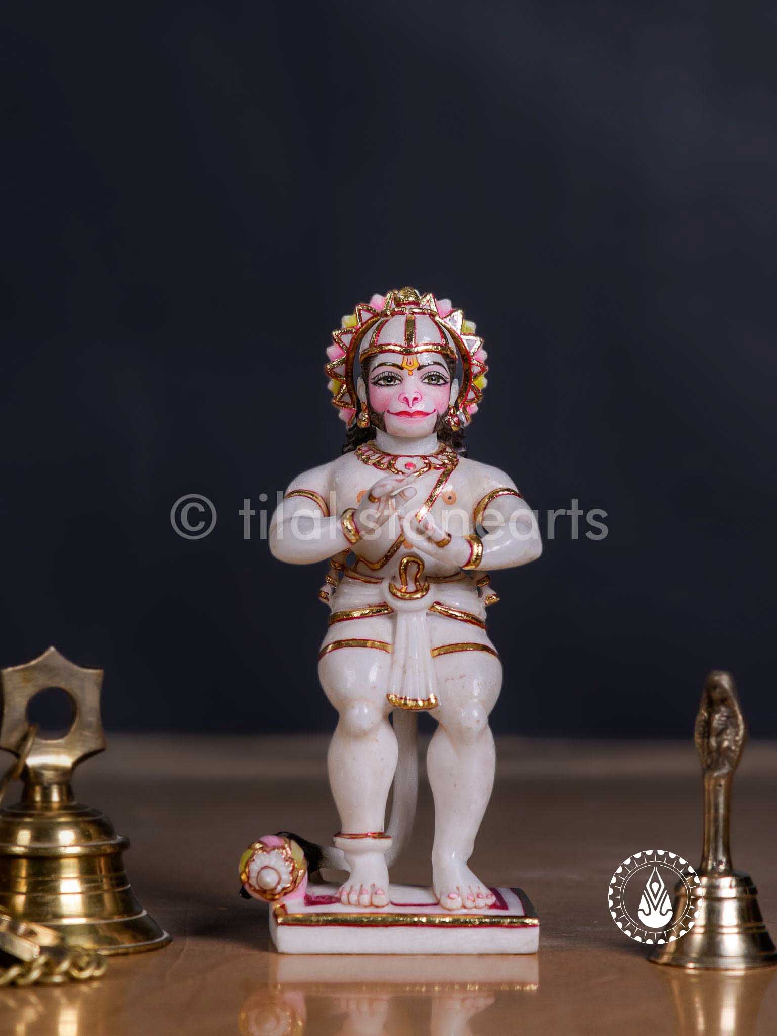 Hanuman Ji 8" | Swiss White (Imported) – Tilak Stone Arts India