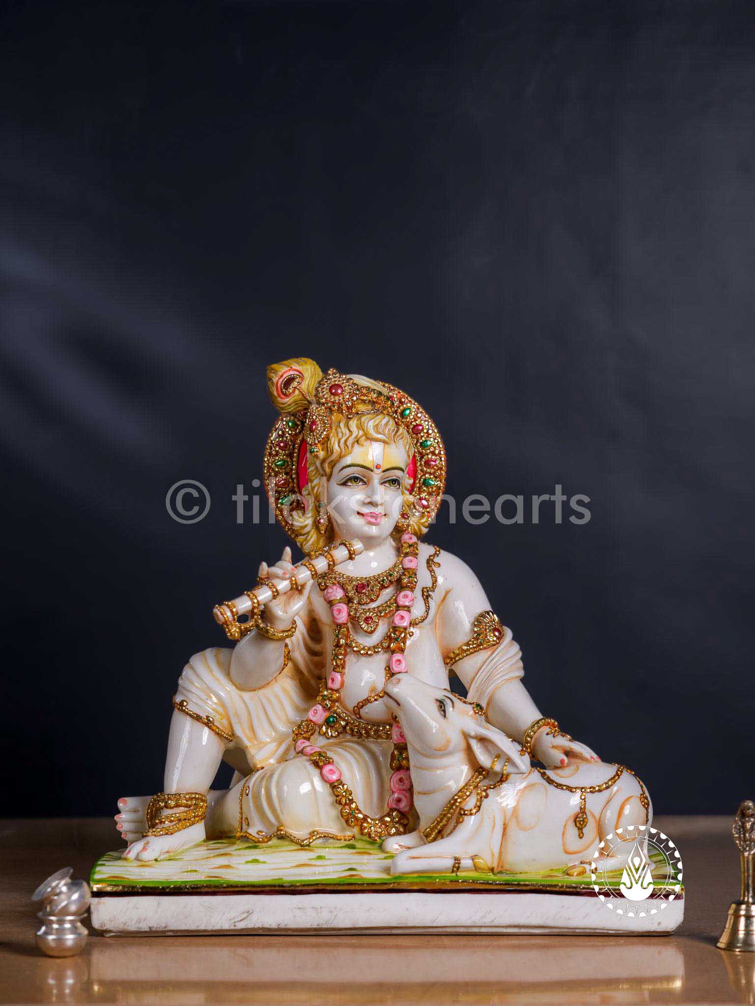 Krishna Ji 15" | Cultured Marble – Tilak Stone Arts India